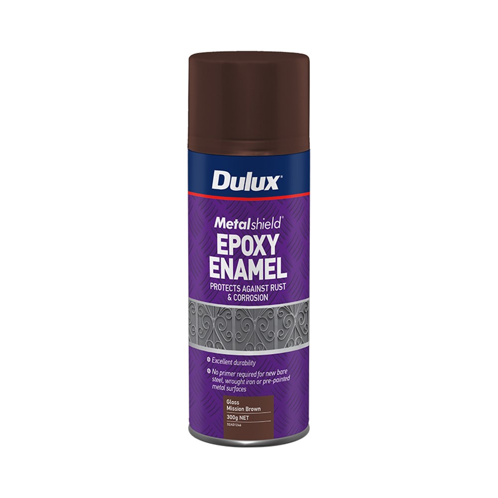 Dulux Metalshield Epoxy Enamel Spray Gloss Mission Brown 300G ... Dulux Metalshield Epoxy Enamel Spray Gloss Mission Brown 300G ...