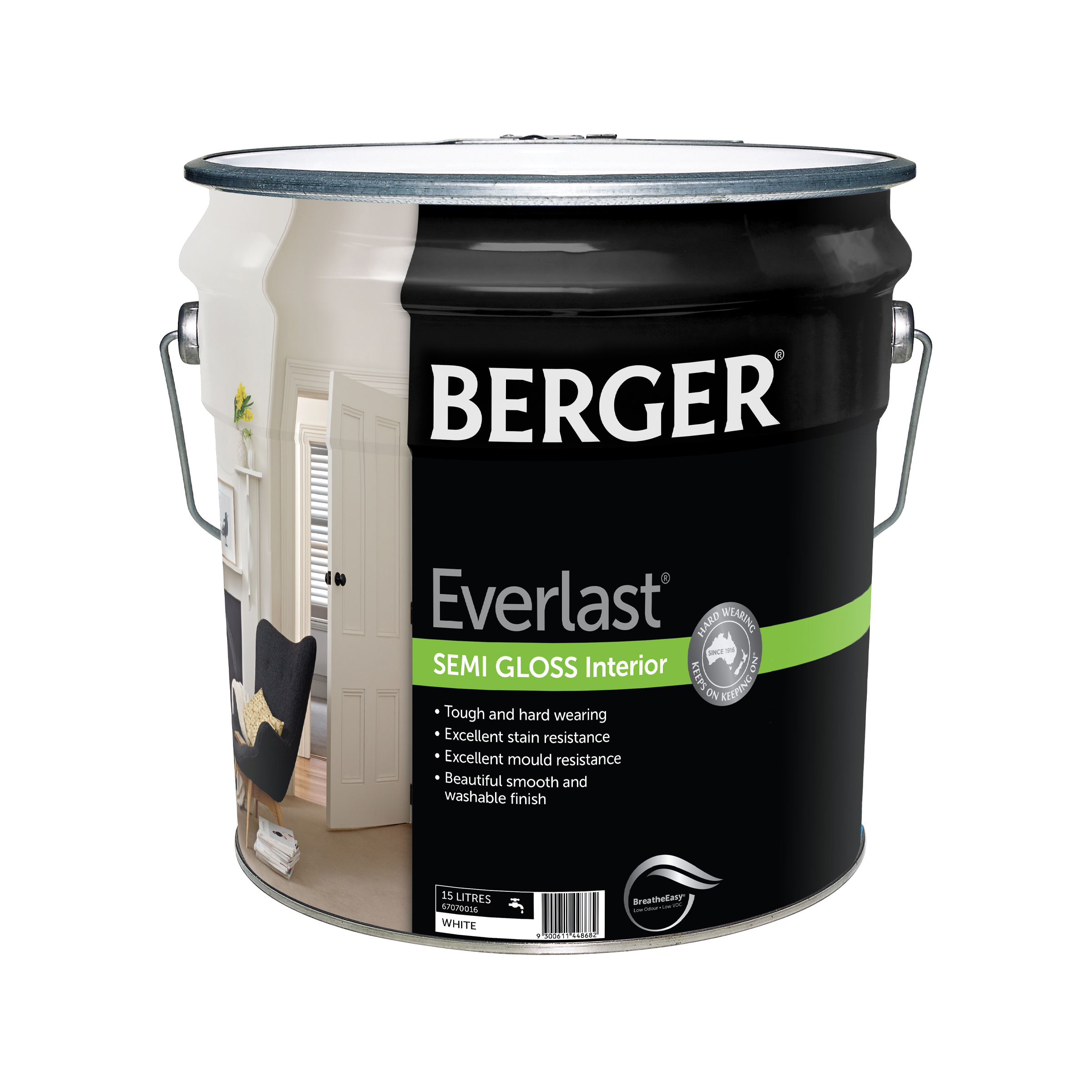 Berger Everlast Semi Gloss White 15L - Inspirations Paint