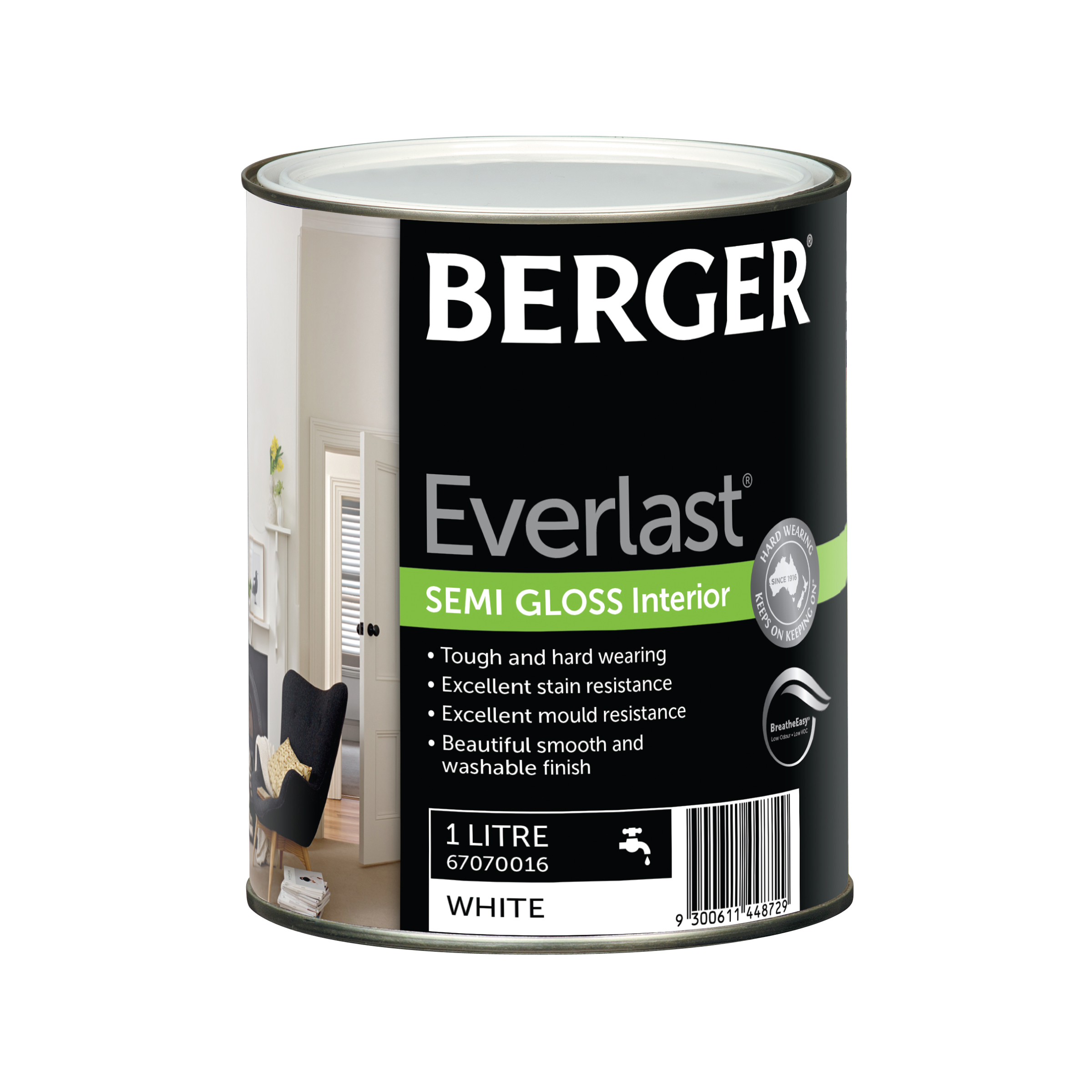 Berger Everlast Semi Gloss White 1L - Inspirations Paint