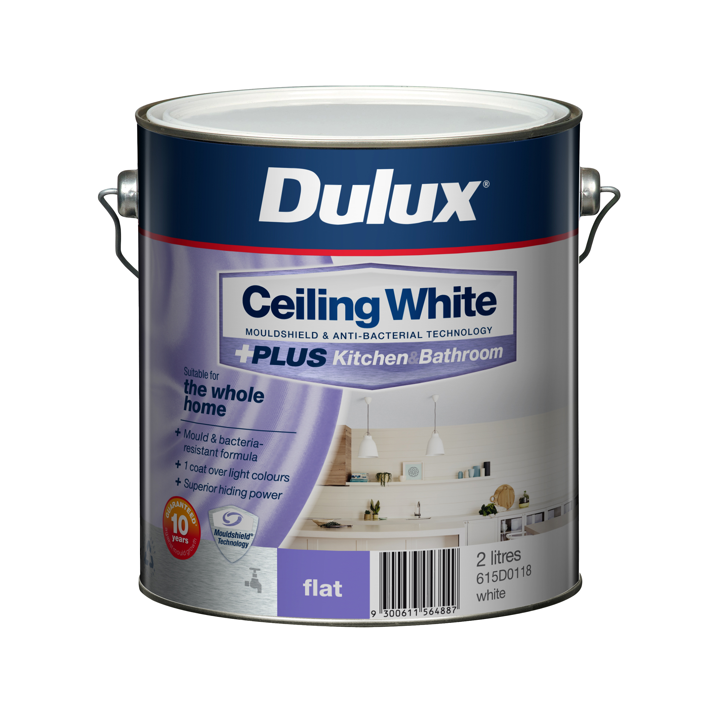 Dulux Ceiling White +PLUS Kitchen&Bathroom 2L - Inspirations Paint