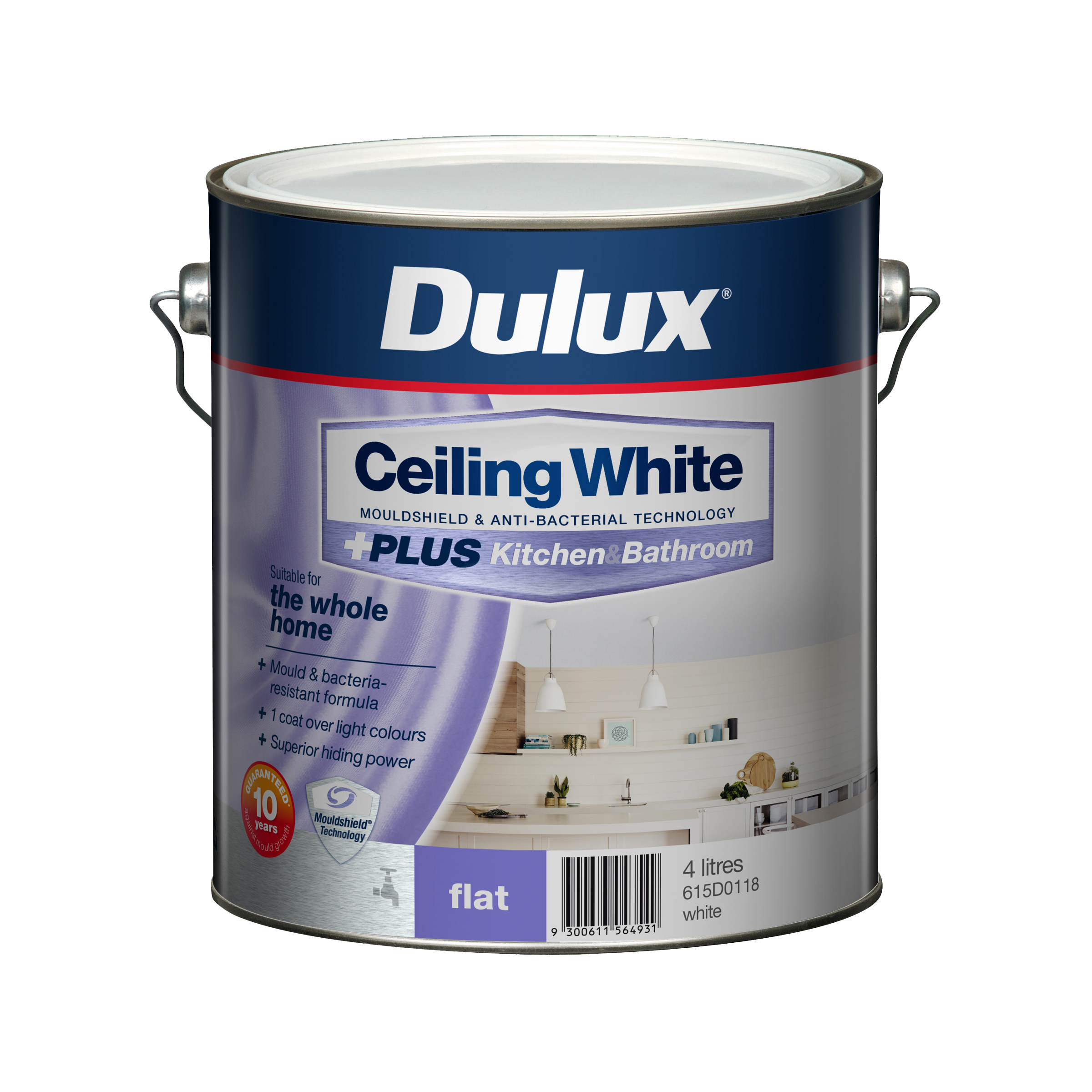 Dulux Ceiling White +PLUS Kitchen&Bathroom 4L - Inspirations Paint