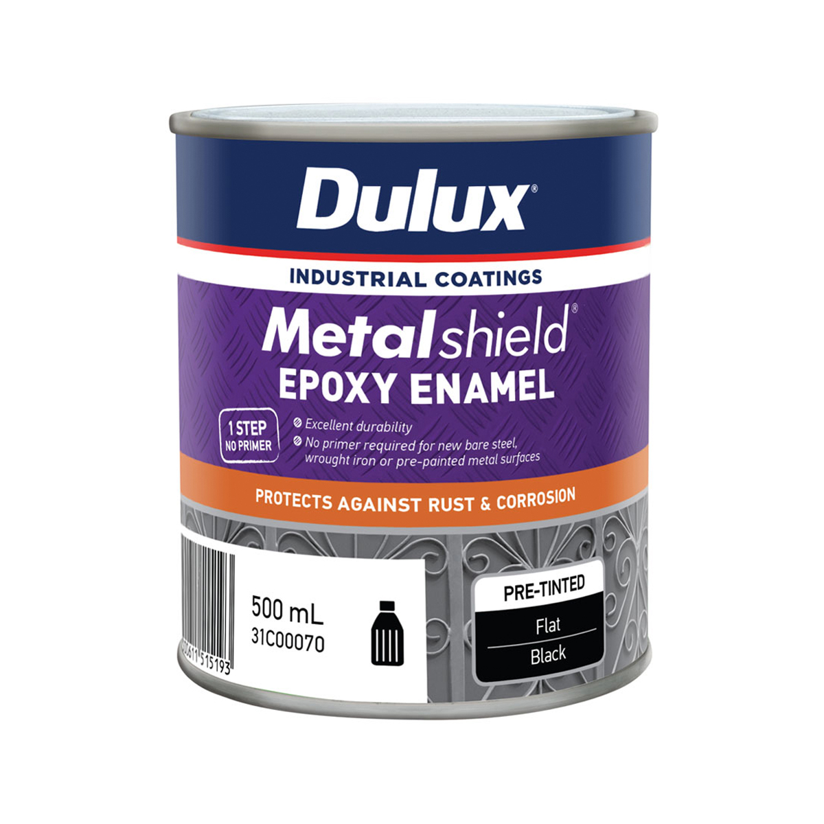 Dulux Metalshield Epoxy Enamel Flat Black 500ml - Inspirations Paint