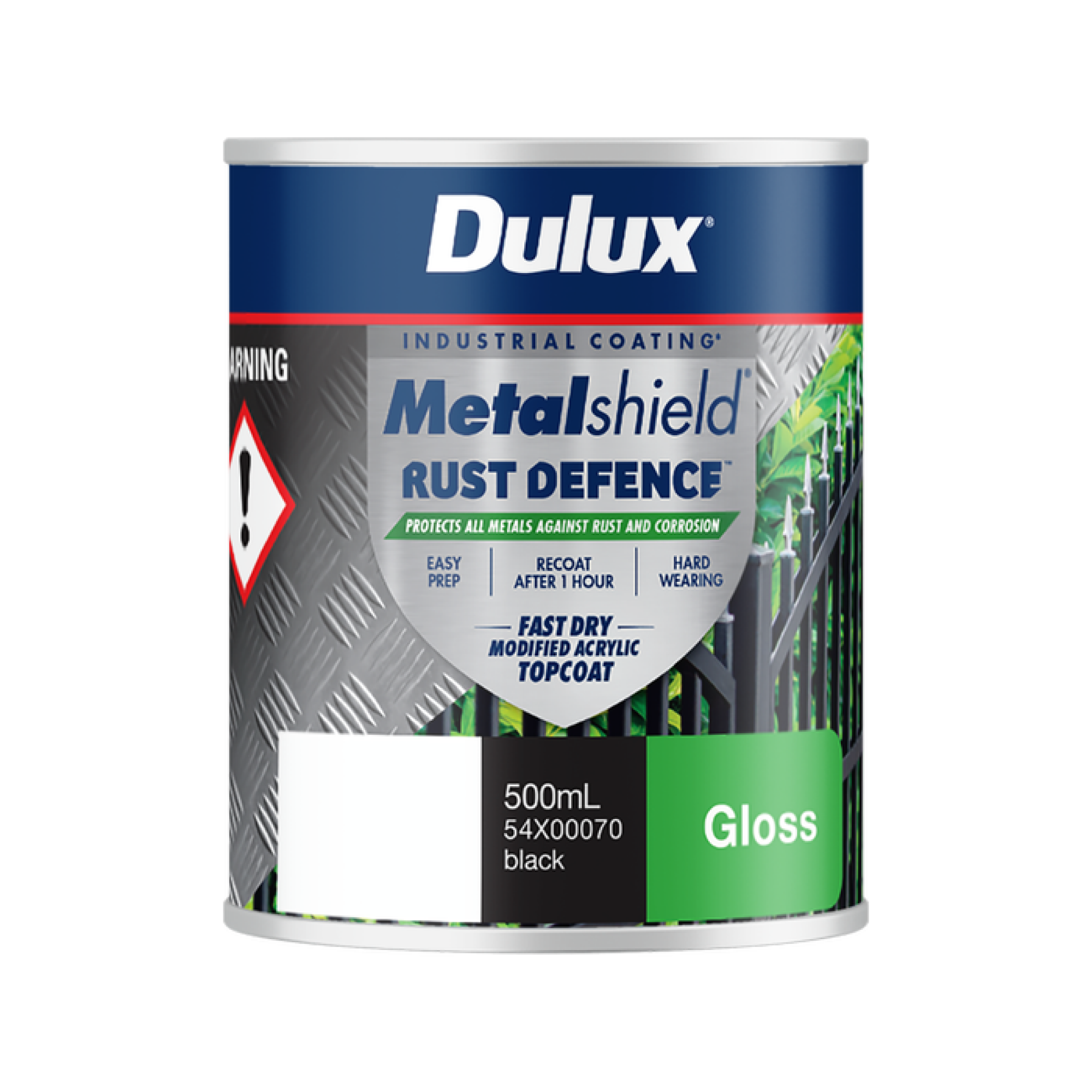Dulux Metalshield Rust Defence Gloss Black 500ml - Inspirations Paint