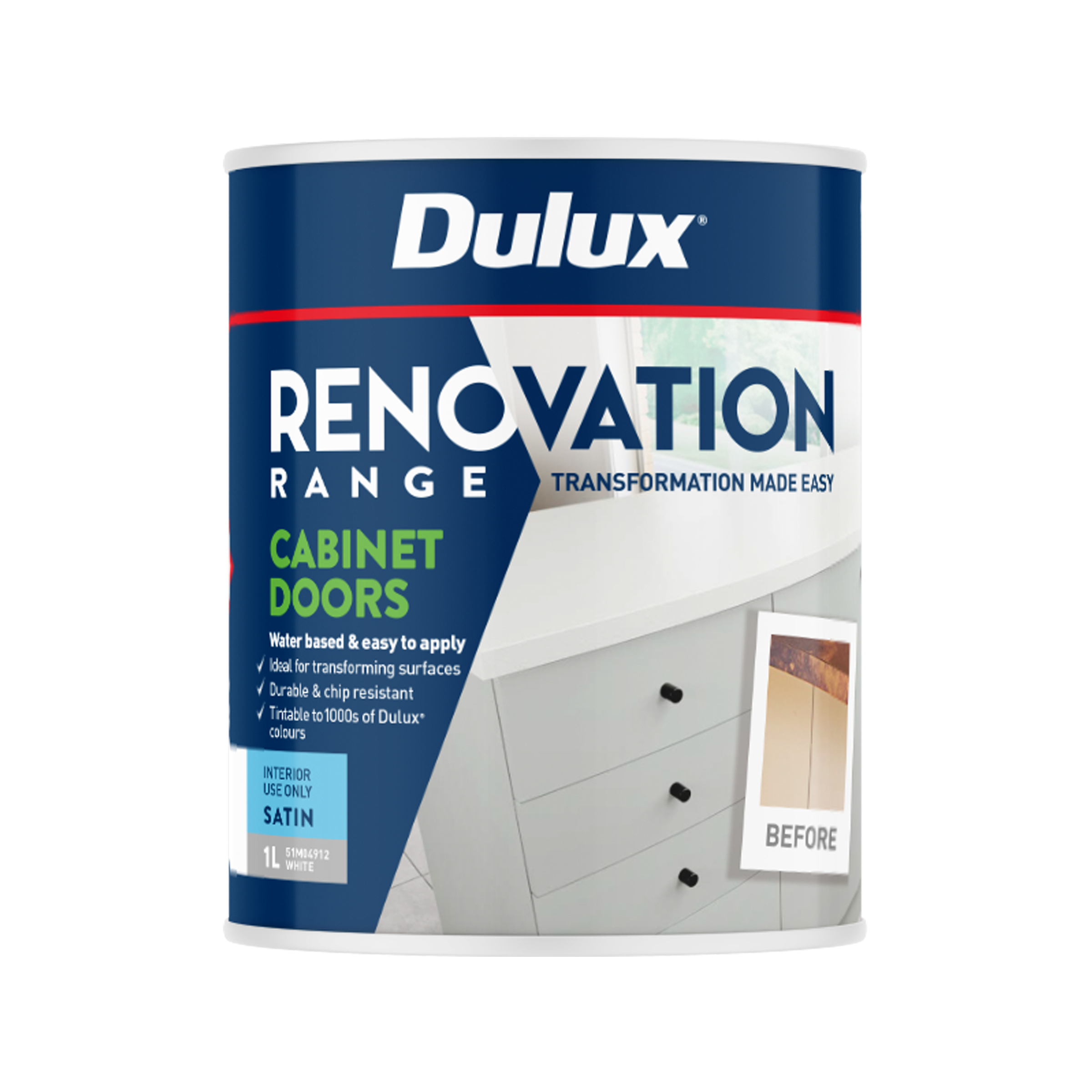 Dulux Renovation Range Cabinet Doors Satin Vivid White 1L ...