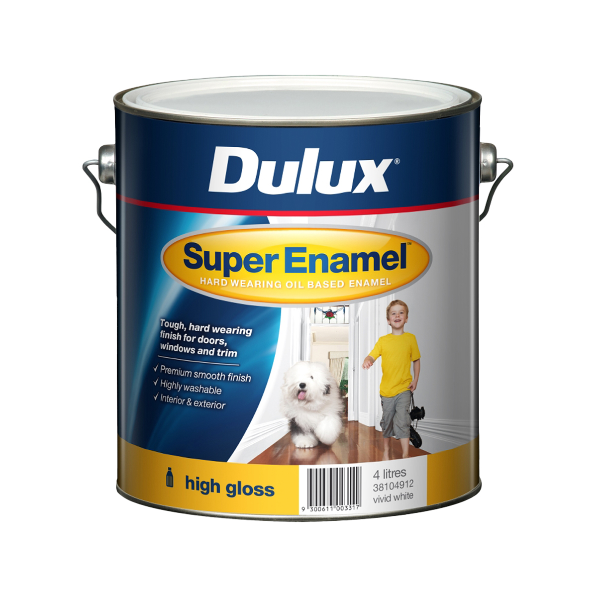 Dulux Super Enamel High Gloss Vivid White 4L - Inspirations Paint