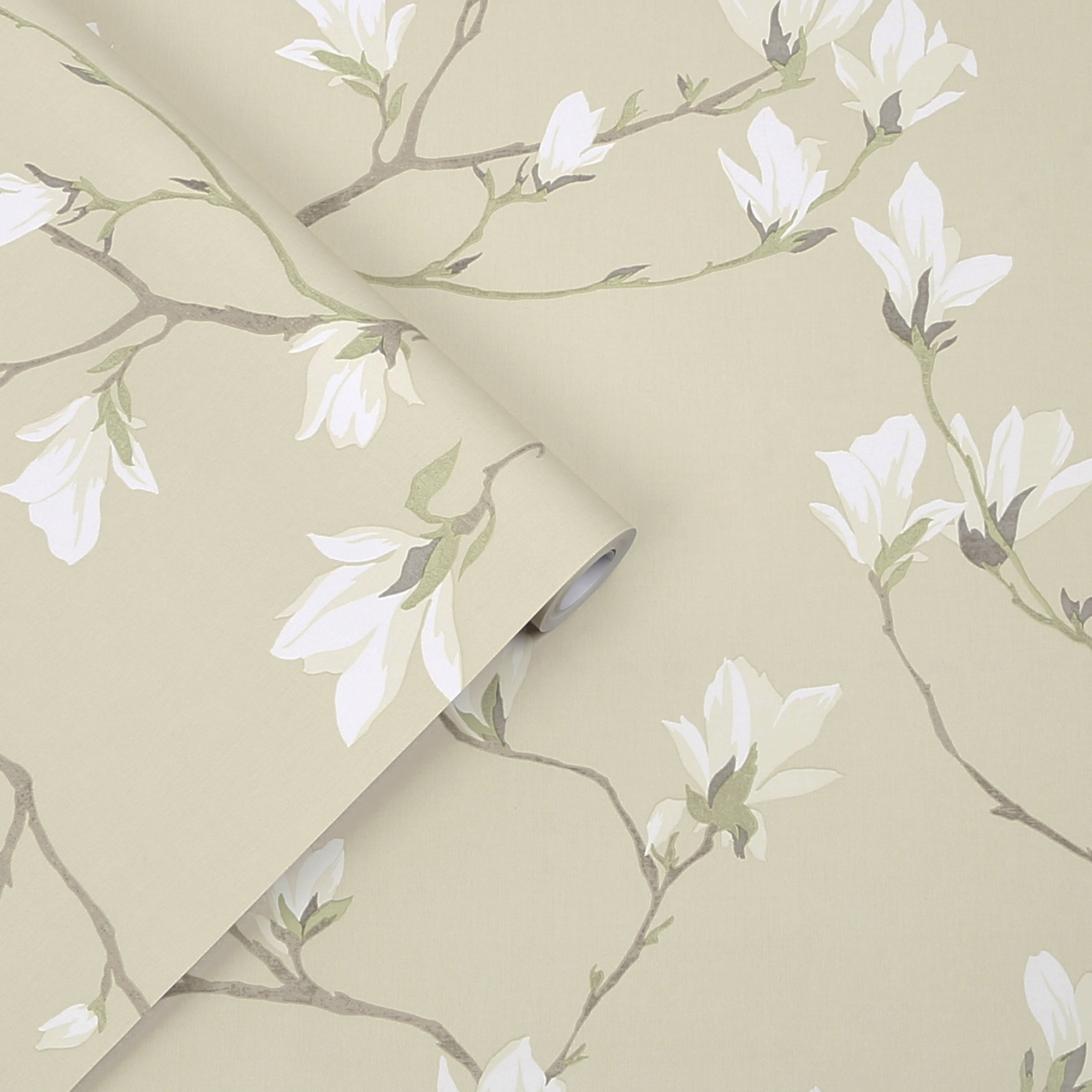 Laura Ashley Magnolia Grove Natural Wallpaper - Inspirations Paint