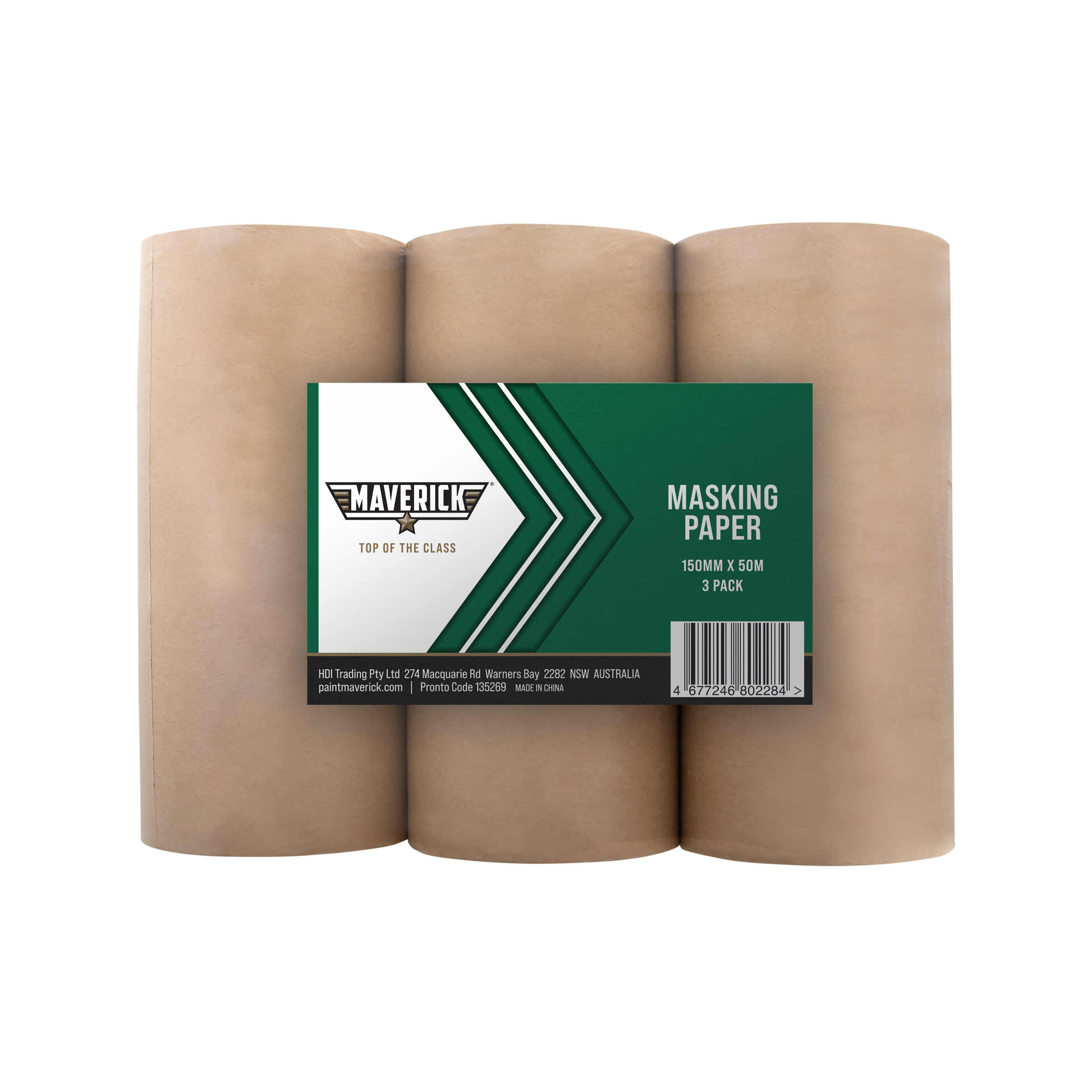 Maverick Masking Paper 150mm x 50m 3 Pack - Inspirations Paint
