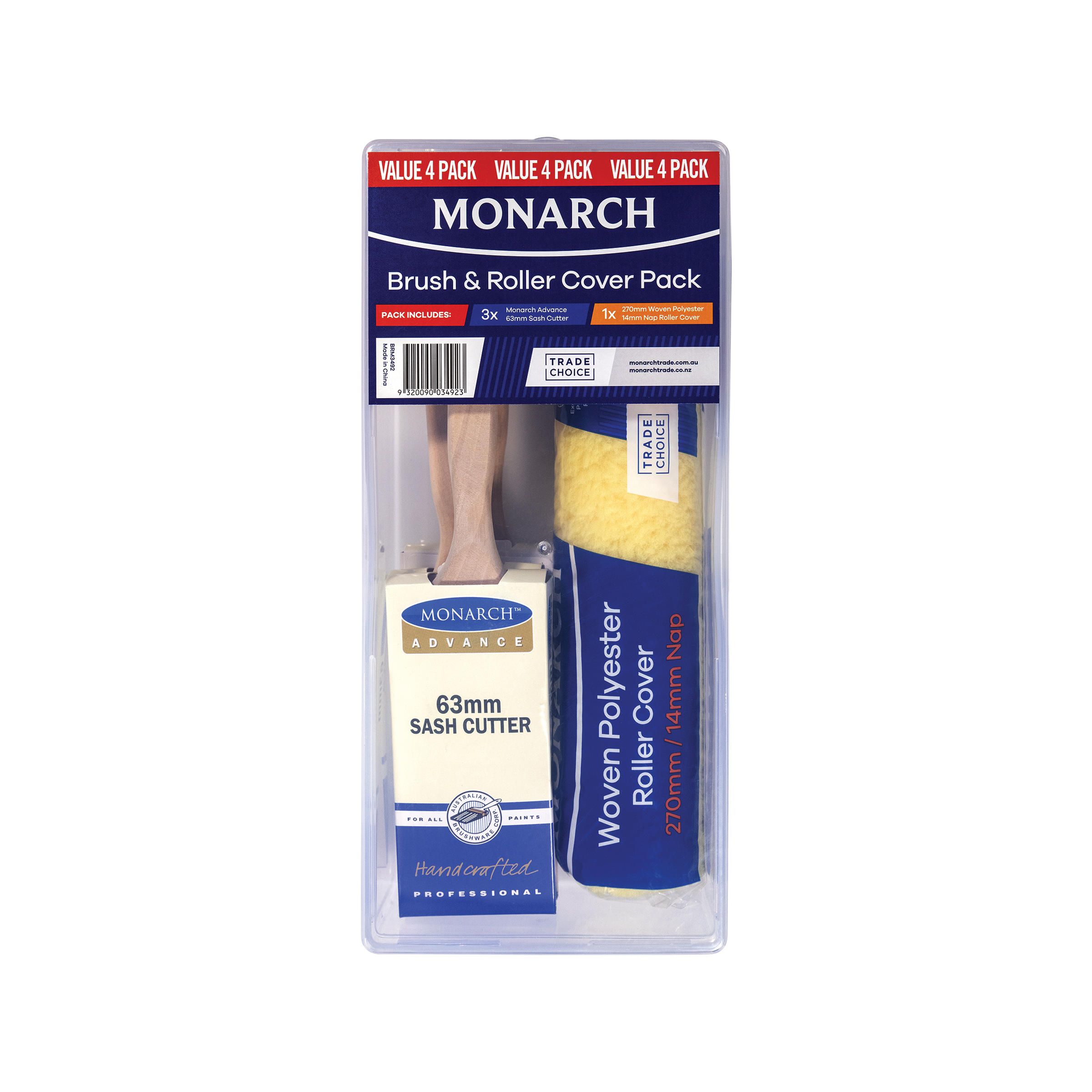 Monarch Advance Sash Cutter 63mm 3 Pack + Roller Cover - Inspirations Paint