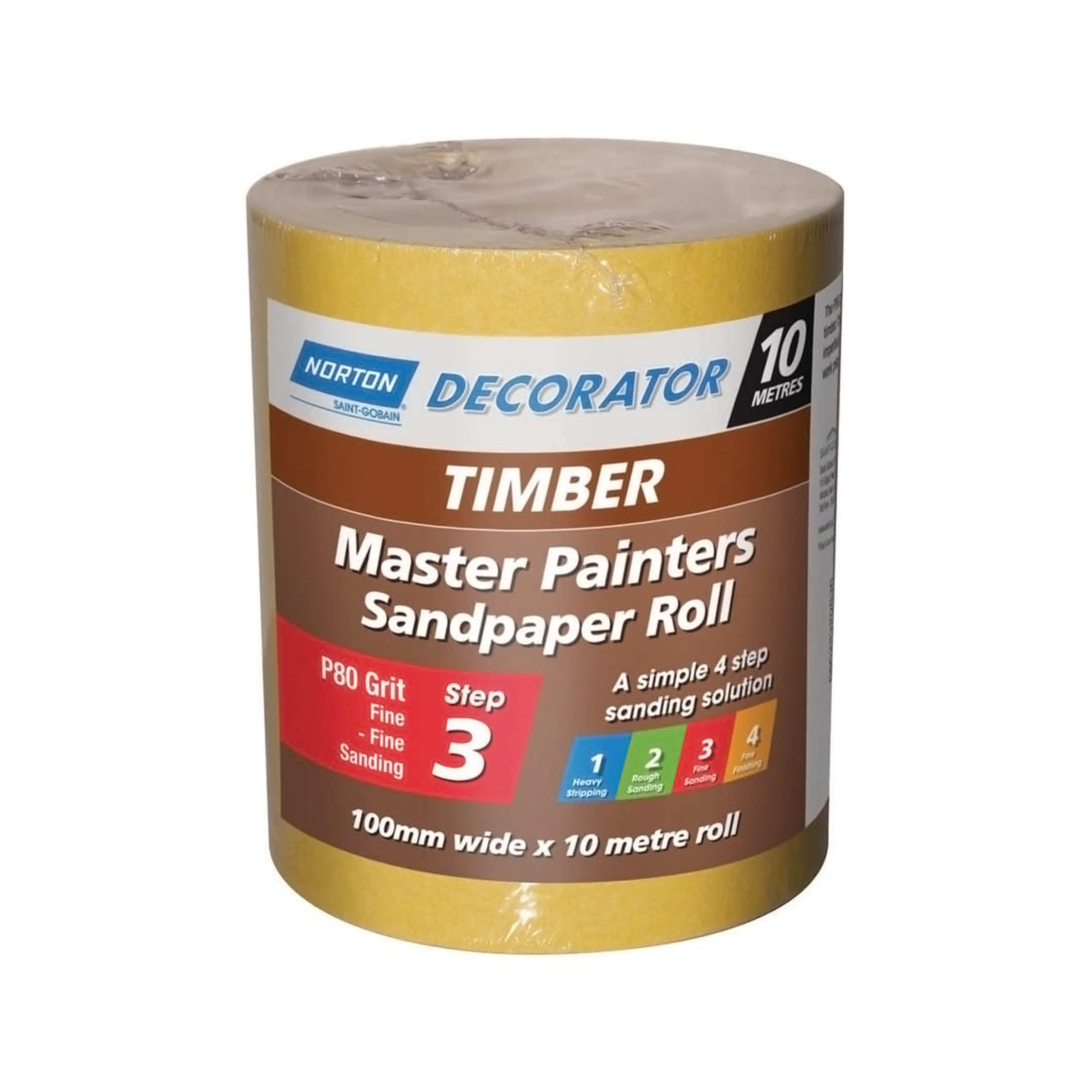 Norton Timber Sanding Roll 100mm x 10m 80 Grit