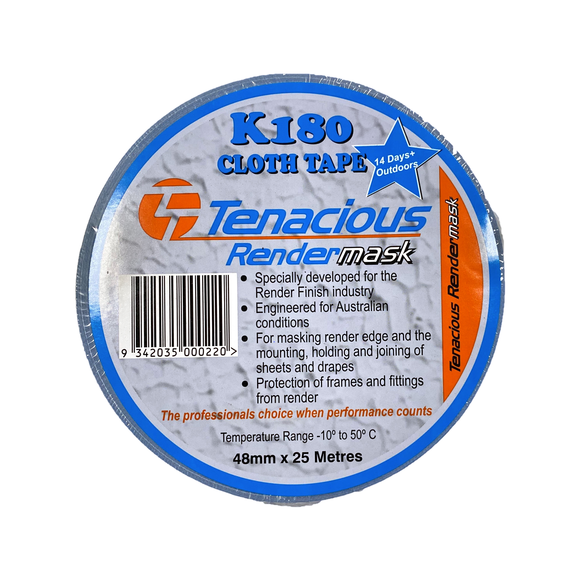 Tenacious K180 Render Masking Tape 48mm x 25m - Inspirations Paint