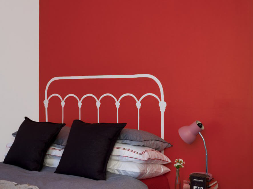 Kids bedroom with a red feature wall - Inspirations Paint